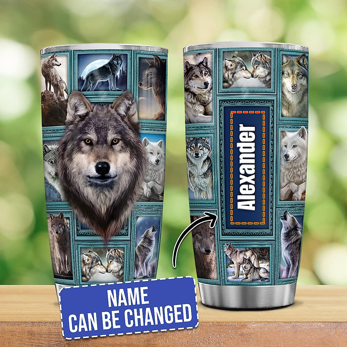wowcugi Wolf Tumbler Personalized Stainless Steel Double Wall Vacuum Tumblers 20oz 30oz Coffee Travel Mugs With Lid Birthday Christmas Gifts For Wolf Lovers Women Men