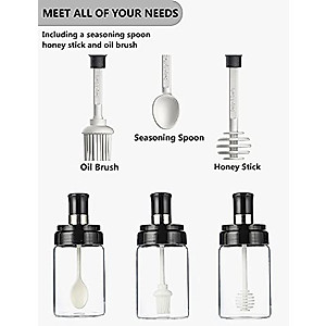 COCOMK Condiment Container Seasoning Box Set of 3,Spice Jars Spoon Salt Sugar Storage Pots (3)