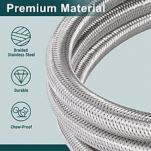 GASPRO Braided Propane Hose Adapter with Gauge, Compatible with Coleman Stove, Buddy Heater and More, Connects to 5-100lb Tank, 5-Foot