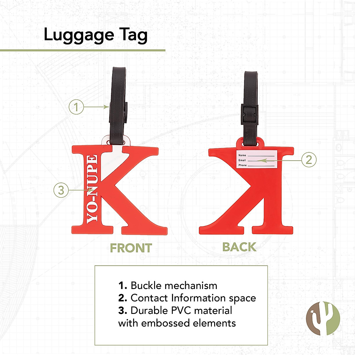 Desert Cactus Kappa Alpha Psi Luggage Tag PVC Yo-Nupe KAP Divine 9 Officially Licensed