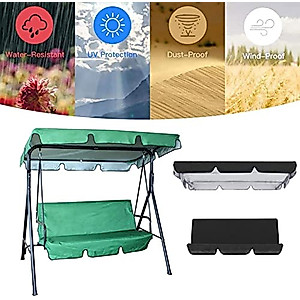 Wzglod Outdoor Replacement Swing Chair Canopy Cover Garden Sun Shade Awning 2 & 3 Seater Sizes Universal Waterproof Windproof Anti-Uv Patio Hammock Roof Cover,Red,195x125x15cm/77x49x6''