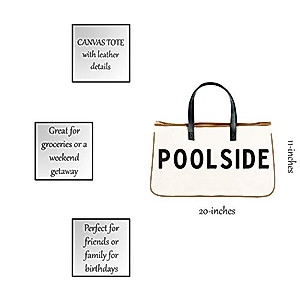 Santa Barbara Design Studio Tote Bag Hold Everything Collection Black and White 100% Cotton Canvas with Genuine Leather Handles, Large, Poolside