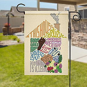 chengxun Kindness Is Everything Garden Flag In This House, Family Quote, Black Lives Matter and Water Is Life Flag Double Sided 12.5*18 Inch Yard Flag Outdoor Decor