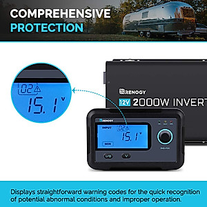 Renogy Inverter Monitor High Precision Remote Meter Smart Inverter Control Display Compatible with PGH Series