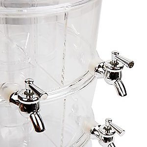 Mind Reader Beverage Dispenser with Ice Bottom 2 Tier 4 Section Stackable Holder with Lids, 10.15″ L x 10.15″ W x 13.75″ H, Clear