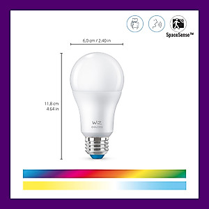 WiZ Connected Color 60W A19 Smart WiFi Light Bulb, 16 Million Colors, Compatible with Alexa and Google Home Assistant, No Hub Required, 1 Bulb