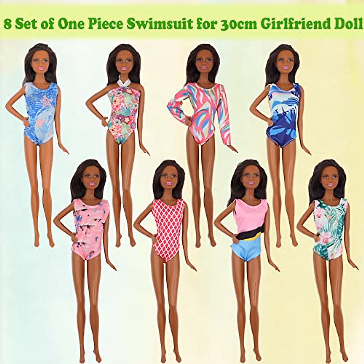 EuTengHao 36Pcs Girl Dolls Clothes Swimsuit Bikini for 11.5 inch Girl Dolls, Doll Bikini and Accessories with Diving Swimming Set Lifebuoys Beach Chair Skateboard Dolphins