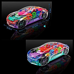 New Concept Transparent Mechanical Gear Toy Musical Car,Early Educational Learning Race Cars,Baby Car Toy with Automatic Steering,Universal Driving Color Lights Flashing Electric Toddler Car