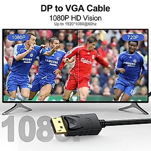 UV-CABLE DisplayPort to VGA Cable 5ft 2-Pack, Display Port DP to VGA Adapter Male to Male Gold-Plated for Computer, Laptop, TV, Projector-Not USB to VGA, Not HDMI to VGA