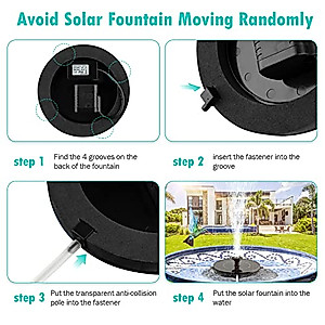 Mademax Solar Bird Bath Fountain Pump, Solar Fountain with 4 Nozzle, Free Standing Floating Solar Powered Water Fountain Pump for Bird Bath, Garden, Pond, Pool, Outdoor