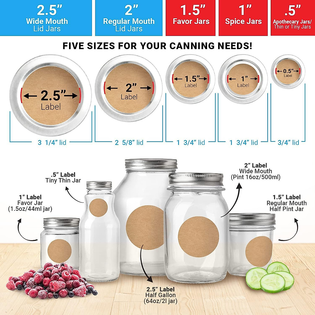 MESS Dissolvable Canning Labels for Jars – 200 Kraft Dissolvable Mason Jar Labels - Dissolvable Food Labels for Containers - Jam Homemade Canning Jar Labels Stickers - Removable Mason Jar Labels 2"