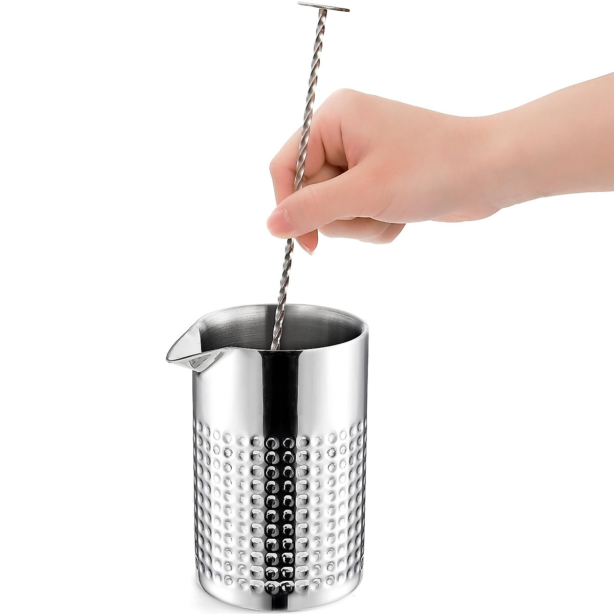 Elsjoy Stainless Steel Cocktail Mixing Glass, 18 Oz (550ml) Double Walled Bartending Glasses Unbreakable Cocktail Shaker Wine Mixer Cup, Bar Mixing Tin for Bartenders, Bar Tools, Barware Essentials