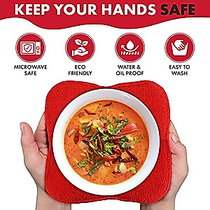 Microwave Bowl Huggers Warmers for Food Microfiber Heat Resistant Food Warmer Set Microwave Safe Handle Hot and Cold Bowls Holder Without Burning Your Hands Set of 4 Microwave Bowl Huggers