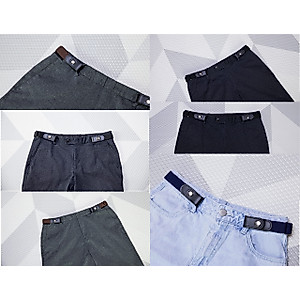 maskfactory eneyer 2 pack men's or women's buckle-less comfortable elastic belt for jeans or casual dress, no buckle (Black - Navy)