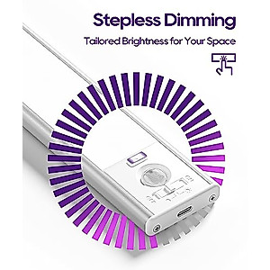 Auxoda Under Cabinet Lights, LED Lights Motion Sensor Light Indoor, Under Cabinet Lighting, 2 Pack 8 Inch 7000K 31 LED Wireless USB Rechargeable Under Counter Lights, Lights for Bedroom, Closet Lights