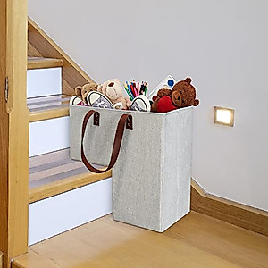 YOFU Stair Baskets for carpeted stairs and Wooden Stairs, Stair Basket with Handles, Basket Storage Organizer for Keeping Stairway Clean, Baskets for Stairsteps(Natural Beige)