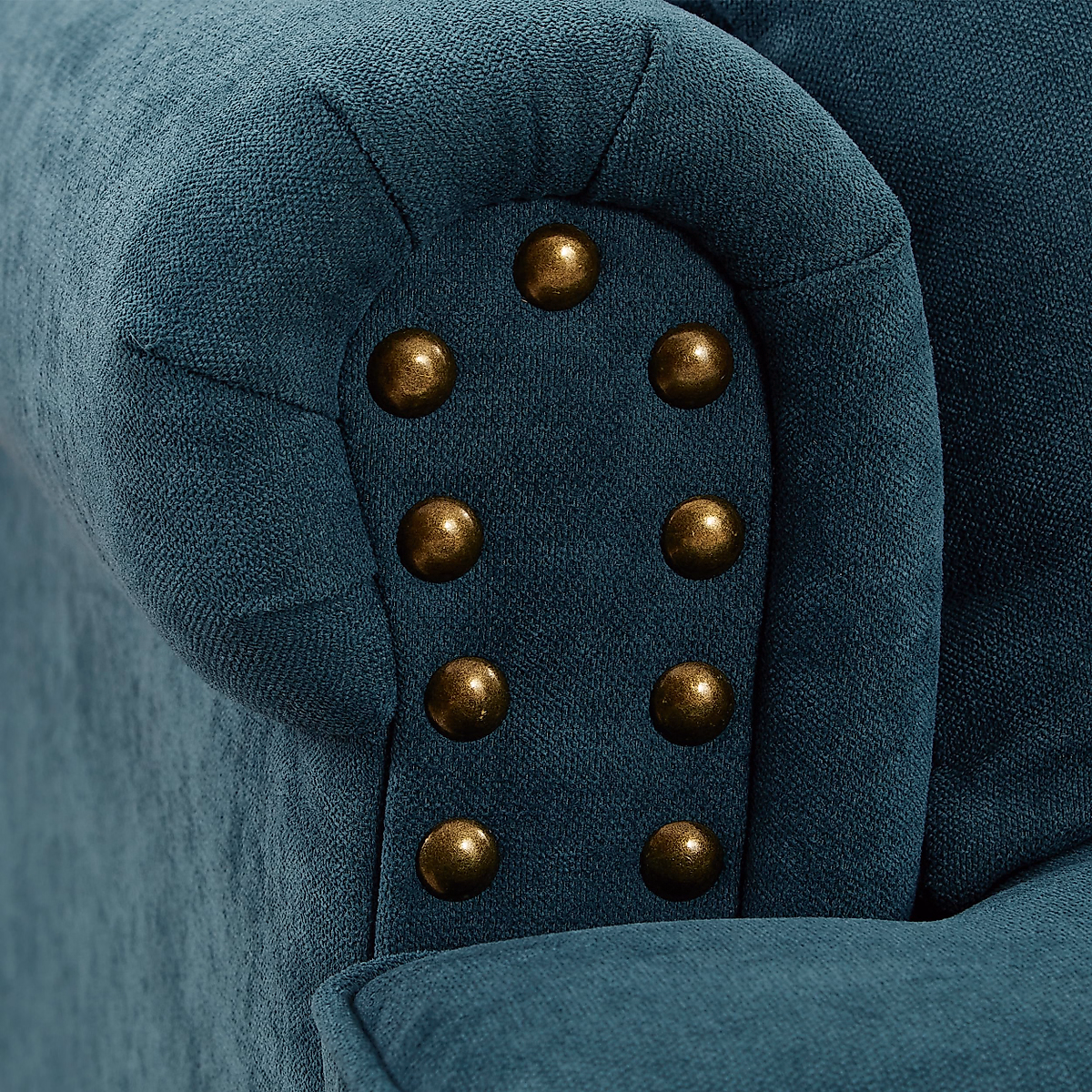 Asucoora Rolled Arm Chenille Upholstered Loveseat, 2-Seater Sofa Couch with Nailhead Trim and 2 Pillows Green