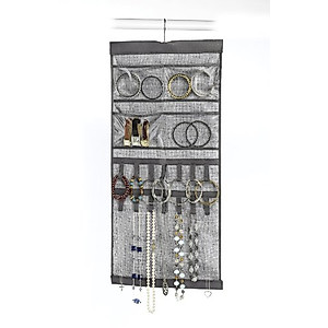Whitmor Hanging Jewelry Organizer File Crosshatch Gray