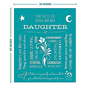 FILO ESTILO to My Daughter Blanket, Gifts for Daughter from Dad, Mom, Daughter Gifts for Teen Girls, Grown Women, Daughter Presents for Birthday, Mothers Day, Throw 60x50 Inches (Teal)