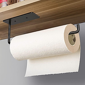 Self Adhesive Paper Towel Holder Under Kitchen Cabinet, Vanwood Paper Towel Rack Stick on Wall, Matte Black Paper Holder Mounted Vertical or Horizontal in Screws or Adhesive, SUS304 Stainless Steel