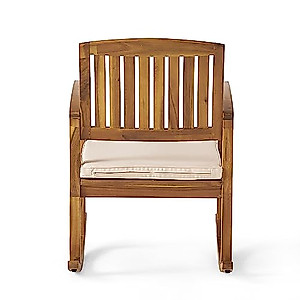 Christopher Knight Home Selma Acacia Rocking Chair with Cushion, Teak Finish