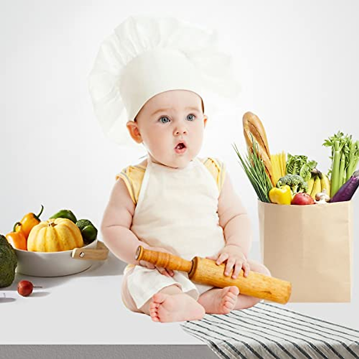 Yunnyp Newborn Baby Chef Costume Baby Photography Photos Outfits Hat Apron Outfit for Boys Girls Photography Props