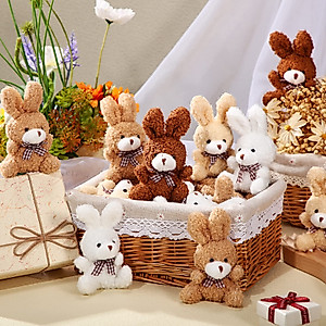 Sotiff 24 Pcs Easter Plush Bunny Stuffed Animal Bulk 4.7 Inch Mini Bunnies Keychain Doll Furry Rabbit with Bow Tie for Birthday Baby Shower Party Favor Gifts Classroom Rewards(Mixed Color)
