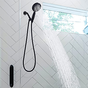 100% Metal Hand Held Shower Head with 70'' Hose and Holder | Made with Stainless Steel and Brass | High Pressure Handheld Showerhead, Adjustable Bracket，Extra Long Flexible Hose (Matte Black)