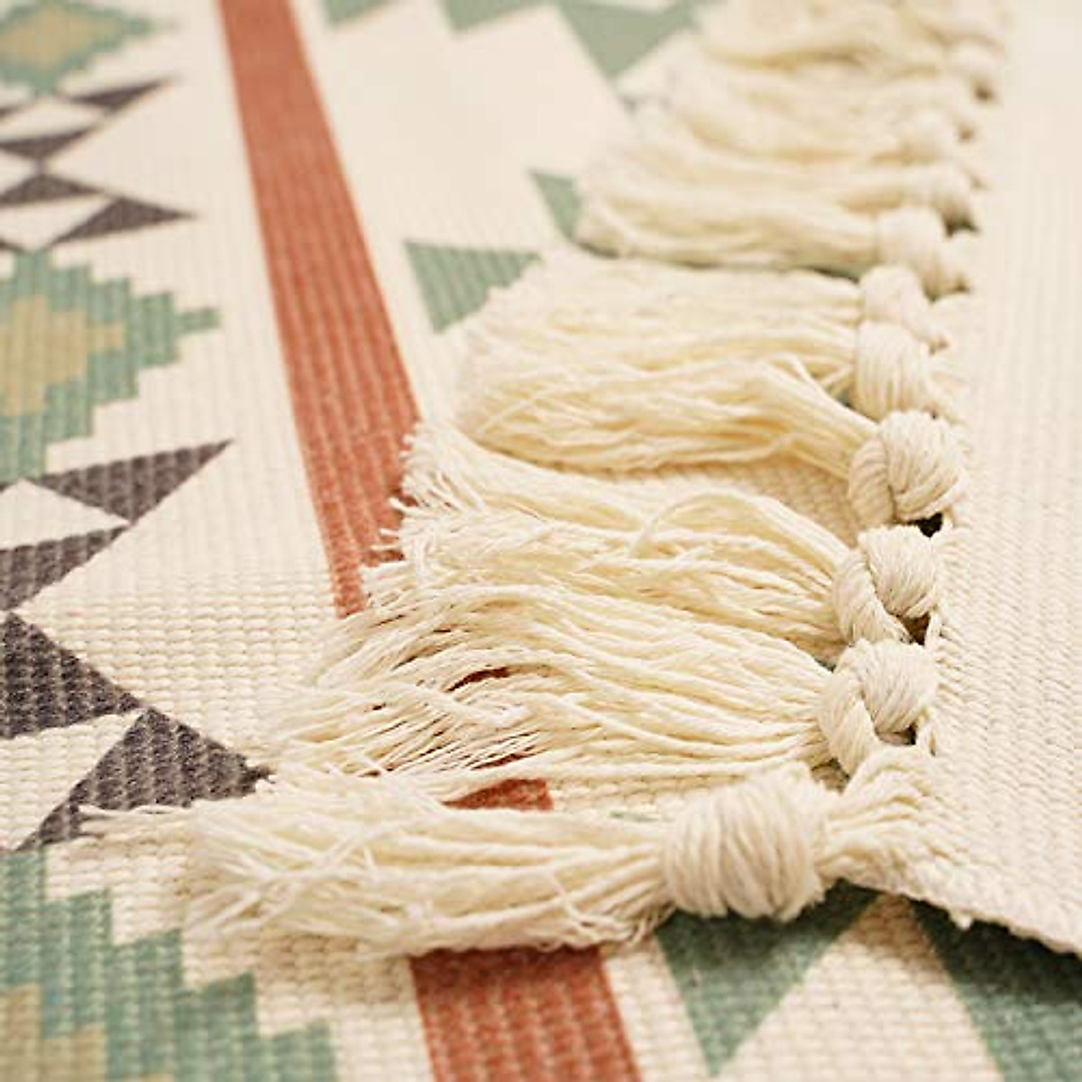 Winwinplus Cotton Area Rug, 2' x 3', Hand Woven Carpet Tassels Throw Rugs Door Mat Indoor Area Rugs for Bathroom, Bedroom, Living Room, Laundry Room Home Decoration