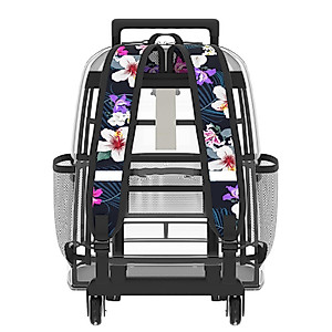 seastig Clear Backpack Rolling Backpack for Kids 18in Double Handle Wheeled Backpack Children Luggage for School, Travel