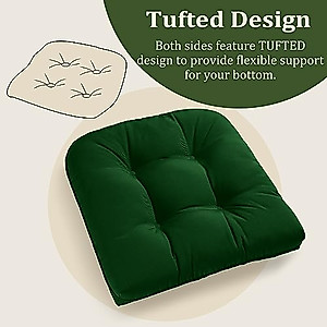 LOVTEX Indoor/Outdoor Tufted Seat Cushions for Patio Furniture Set of 2, 19x19 in Green Outdoor Chair Cushions - Overstuffed Patio Furniture Cushions for Wicker Chair with Round Corner