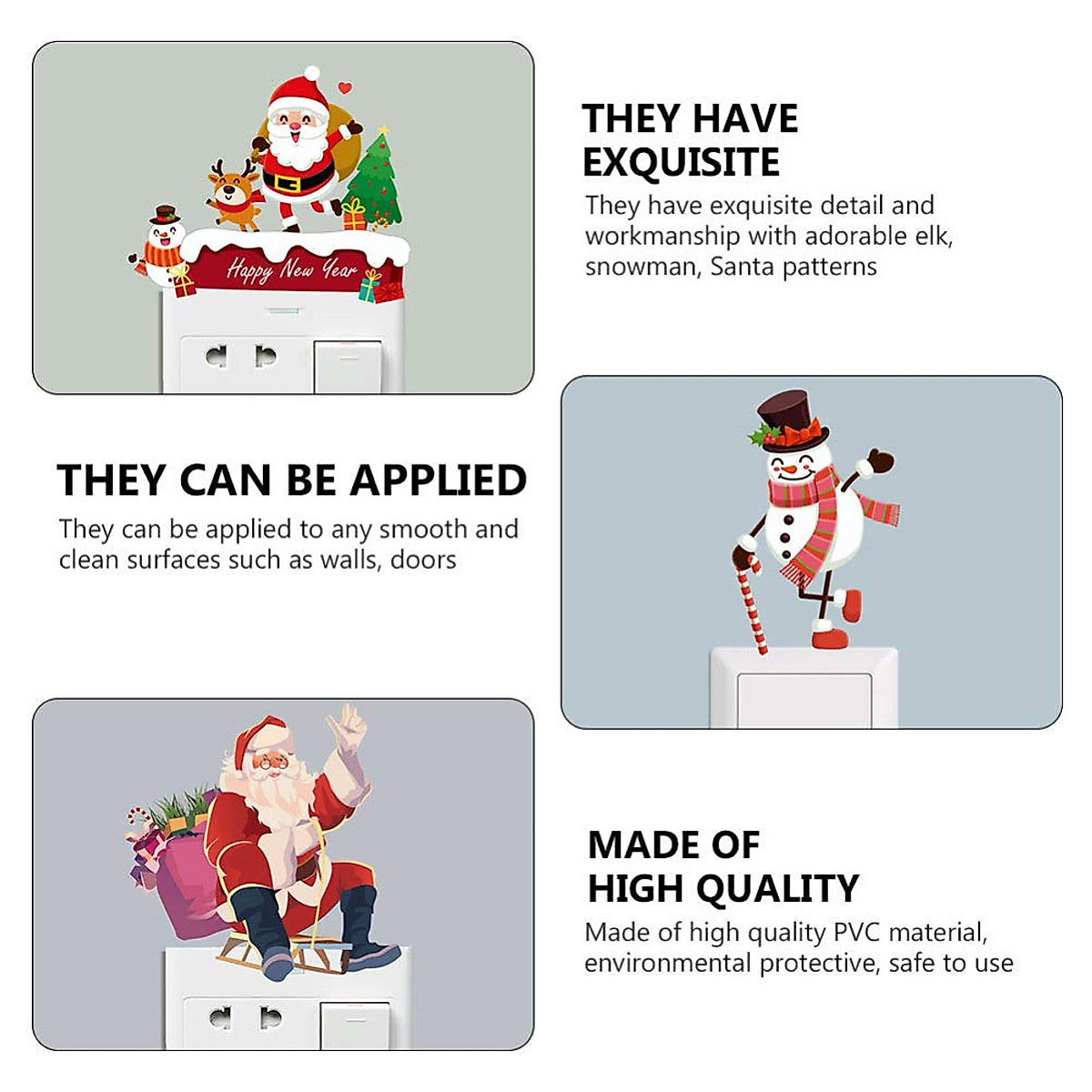 ABOOFAN Christmas Light Switch Sticker Removable Wall Decal for Christmas Home Party Decoration 4Pcs