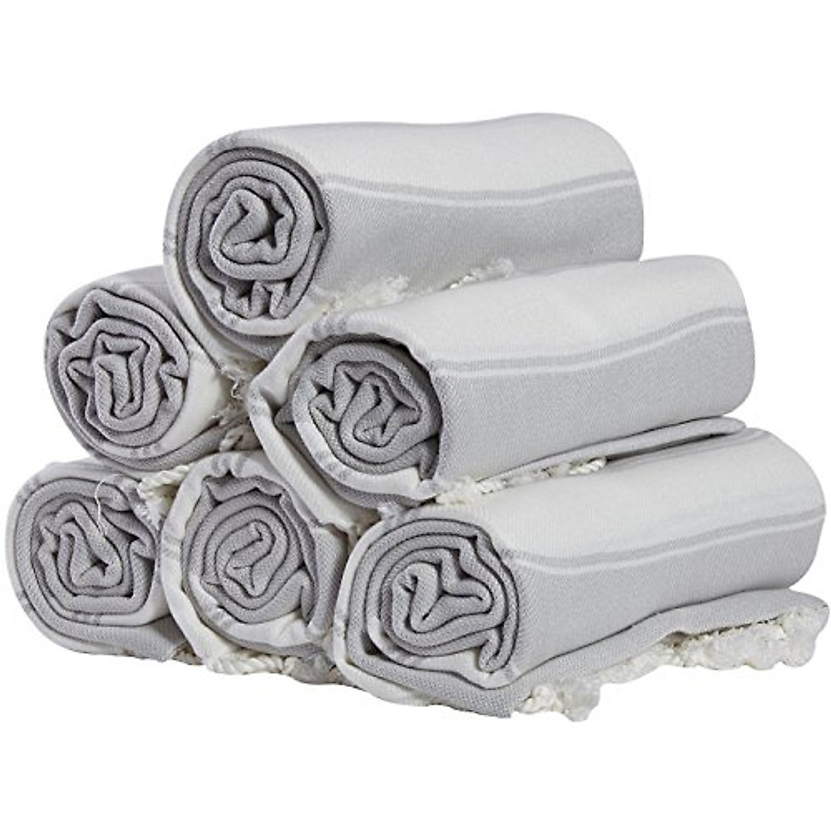 (Set of 6) XXL Turkish Cotton Bath Beach Hammam Towel Peshtemal Throw Fouta Blanket Set