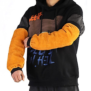 Benozit 18inch Leather Welding Sleeves for Men&Women, Heat & Flame Resistant Arm Protection, Heavy Duty Work Arm Guard, Puncture Resistant Sleeves for Garden