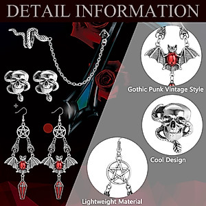Sanfenly Gothic Punk Vintage Earrings Set Dangle Chain Earrings, Metal, Cubic Zirconia