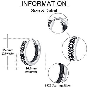 Odinstone Norse Viking Runes Hoop Earrings for Men Women 925 Sterling Silver Hoop Earrings Viking Amulet Vegvisir Talisman Jewelry Gift