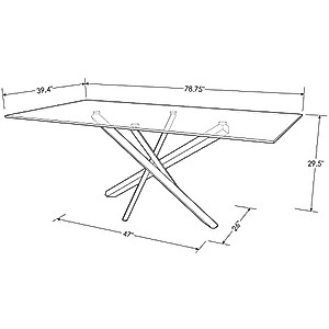 Modern Cortez 79" Clear Glass Dining Table with Polished Stainless Steel Base