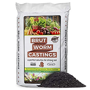 Brut Worm Castings – 30 Lbs – Organic Fertilizer and Soil Builder – Natural Enricher for Healthy Houseplants, Flowers, and Vegetables - Use Indoors or Outdoors - Odor Free