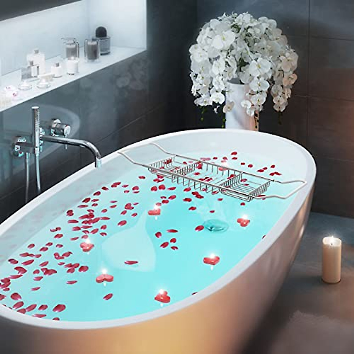 Cabilock Laptop Stand Stainless Steel Bathtub Tray Stretchy Anti Slip Bathtub Tray Over Bathtub Racks for Shower Bath Phone Pad Book Holder Bathroom Tray