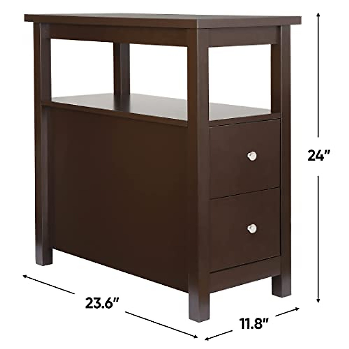 ZENY Narrow End Table Side Table with Drawer and Open Shelf Sofa Table for Living Room Bedroom, Small Table for Bedside, Espresso