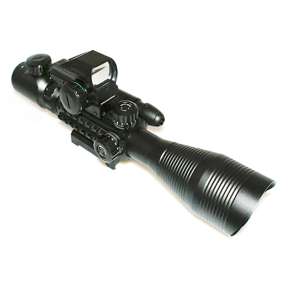 Rifle Scopes Combo 4-12X50eg Riflescopes Tactical Dual Illuminated Optical Holographic Red/Green Reflex Dot Sight Bullet-Shape Laser for Hunting Practitioner