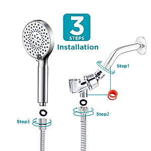 VXV Filtered Shower Head, 9 Modes High Pressure Shower Head with Handheld Remove Chlorine & Hard Water, Showerhead Built-in Spray to Clean Bathroom, with 71" Shower Hose & Shower Bracket, Chrome