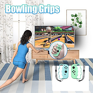 Nintendo Switch Sports Accessories, Nintendo Switch Sports Leg Strap, Switch Wrist Straps, Switch Boxing Grips, Switch Tennis Racket and Switch Golf Club - Blue and Green