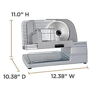Chef'sChoice 615A Electric Meat Slicer Features Precision thickness Control & Tilted Food Carriage For Fast & Efficient Slicing with Removable Blade for Easy Clean, 7-Inch, Silver