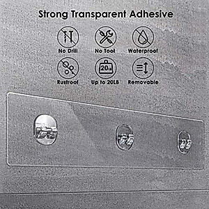 ODesign Adhesive Shower Caddy Shelf With Soap Dish Holder for Shampoo Conditioner Sponge Razor Kitchen Bathroom Basket Organizer Wall Mounted Stainless Steel Removable 2 Hooks