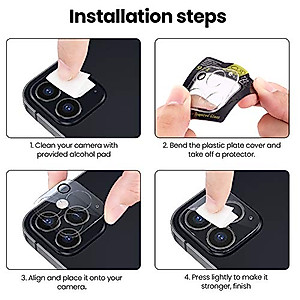 [3Pcs] Tensea Camera Screen Protector Compatible with iPhone 12 Pro Max 6.7 inch, Tempered Glass Camera Lens Protector, HD Clear, Full Edge to Edge Cover, Case Friendly (3)