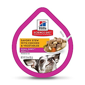 Hill's Science Diet Wet Dog Food, Adult 7+ For Senior Dogs, Small Paws For Small Breeds, Savory Stew Chicken & Vegetables, White, 3.5 Ounce (Pack Of 12)