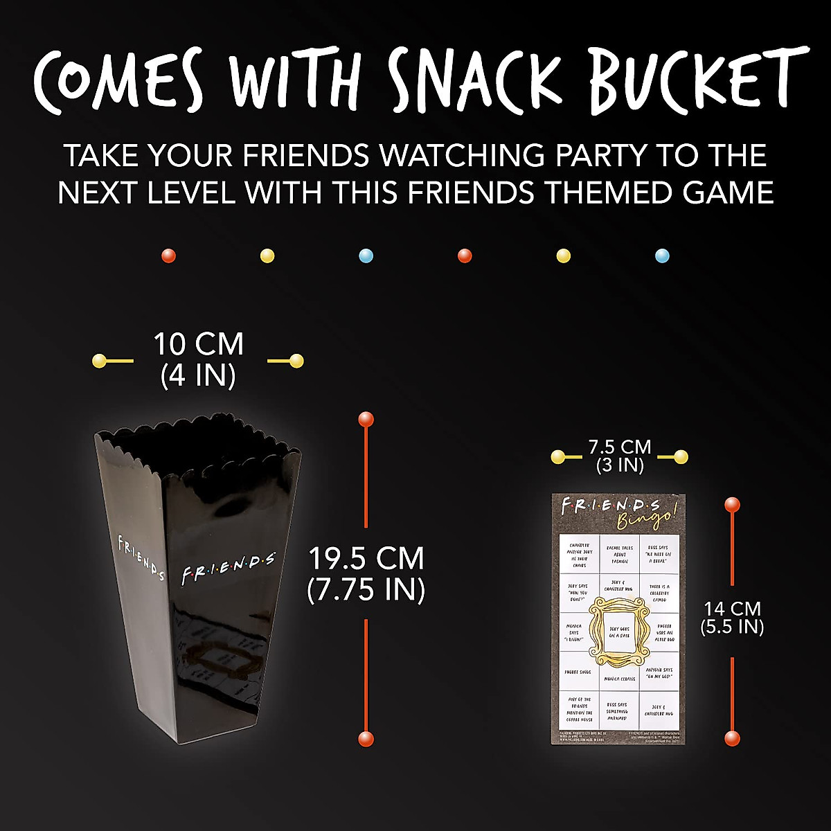 Paladone Friends TV Show Bingo Game - Play While Watching Your Favorite Show - Great Party Game, Red, PP8204FR