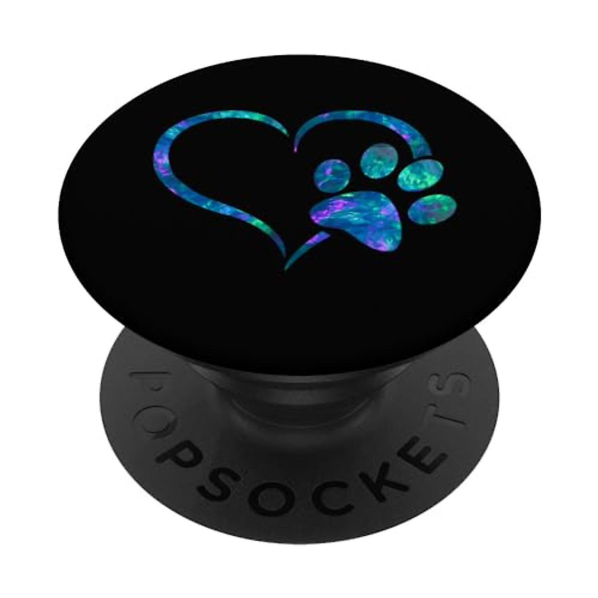 Teal blue Purple Dog Paw Print heart For Dogs Lover PopSockets Standard PopGrip