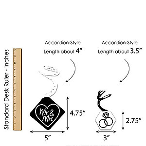 Big Dot of Happiness Mr. and Mrs. - Black and White Wedding or Bridal Shower Hanging Decor - Party Decoration Swirls - Set of 40